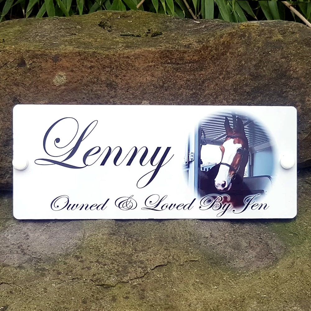 Aluminium Stable Name Plate - With Own Horse Photo | Kirkby Stringer